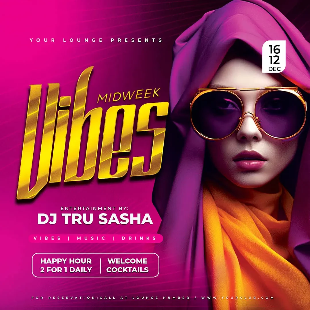 Midweek Vibes Party PSD Flyer Template