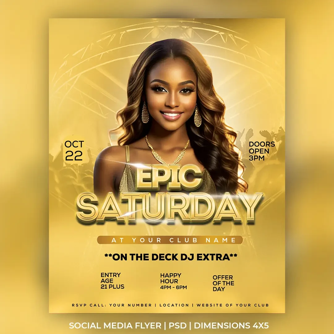 Vibrant Saturday Night Club Party Flyer Template