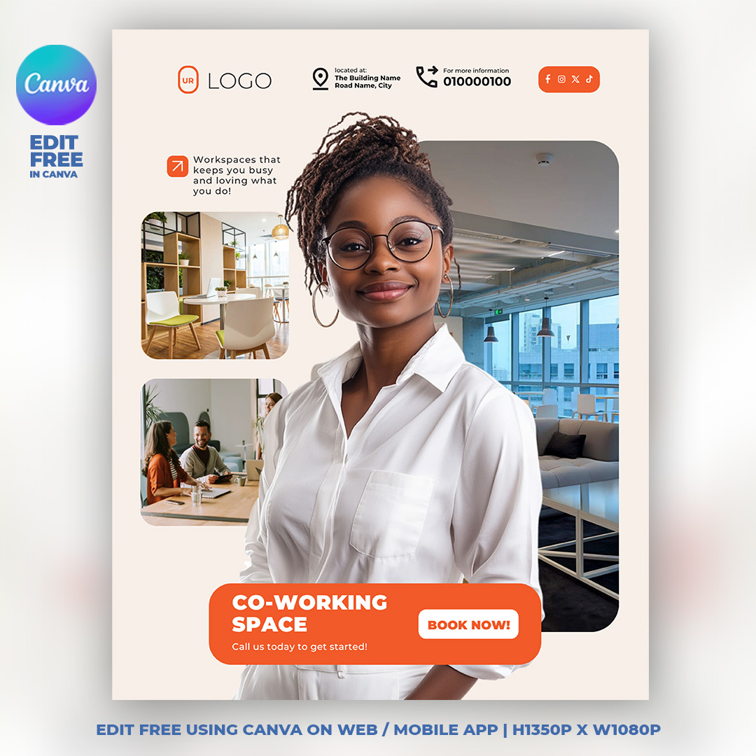 Easy-to-Edit Modern Coworking Space Flyer Template