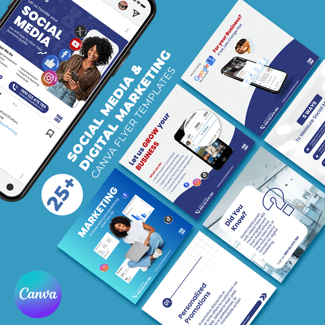 Digital Marketing Flyer Template Canva Bundle